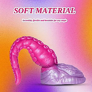 9 Inch Large Realistic Tongue Dildo from Dragon Monster Dildo Soft Silicone Big Anal Dildo with Textured Octopus Tentacles Suction Cup for Women Adult Sexy Sex Toy Anal Plug for Vaginal G-spot（Rose）
