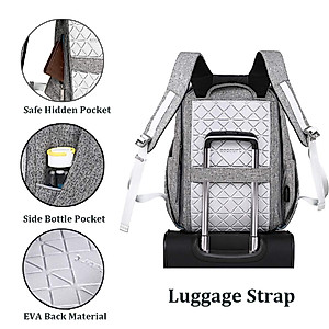 oscaurt Anti Theft Backpack 15.6 Inch Laptop Travel Backpack with Hidden Zipper and USB Charging Port Waterproof Business Computer Bag for Men & Women