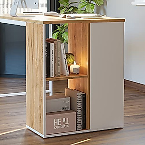 CubiCubi Computer Desk with Storage Shelves, 47 Inch Home Office Desk, Modern Office Writing Desk, Student Study Table, White