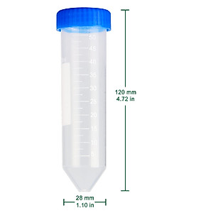 FunChem Conical Centrifuge Tubes, Polypropylene Graduated Plastic Conical Test Tube Storage with Screw Cap, 50 mL, Pack of 25