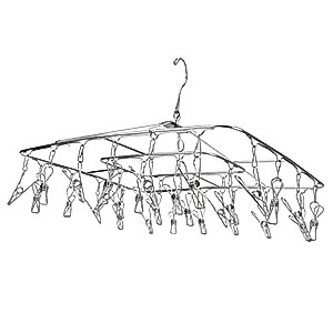 Aqur2020 Clothes Drying Rack with 28 Clips Stainless Steel Laundry Drying Hanger for Socks Towels Bras Underwear Drying Racks