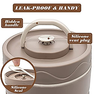 Stainless Steel Bento Box Adult Lunch Box, Portable Insulated Food Lunch Container Set with Thermal Lunch Box, 4 Separate Stackable Lunch Container for Adult Kids Men Women, 66 Oz/8.25 Cup, Brown