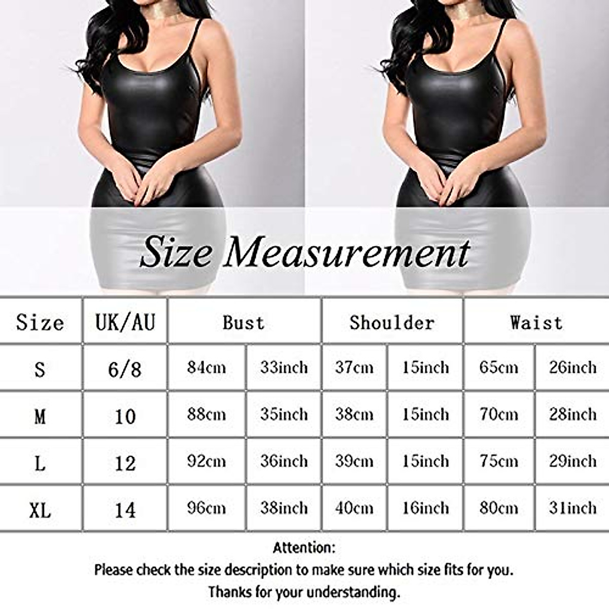 Women Latex Dress Sleeveless V-Neck Summer Clubwear Outfits Party Black Backless Leather Dresses Cosplay Fancy Lingerie Dress Forwomen(Black,XL)