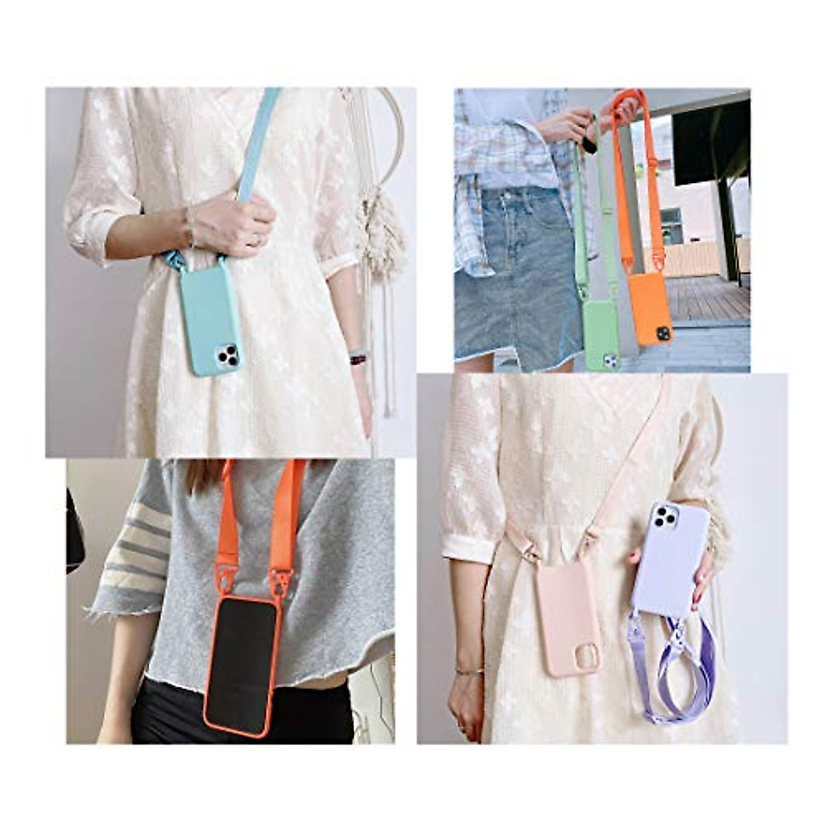 UnnFiko Silicone Case Compatible with iPhone Xs Max, Adjustable Crossbody Necklace, Lanyard Neck Strap Protective Case Cover (Ice Blue, iPhone Xs Max)