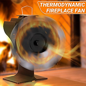 Hesitroad Wood Stove Fan,6 Blades Heat Powered Fireplace Fan Wood Burning Stove Fan, Non Electric Fan Wood Stove Accessories Eco Fans for Wood/Gas/Log Burner Stove Black