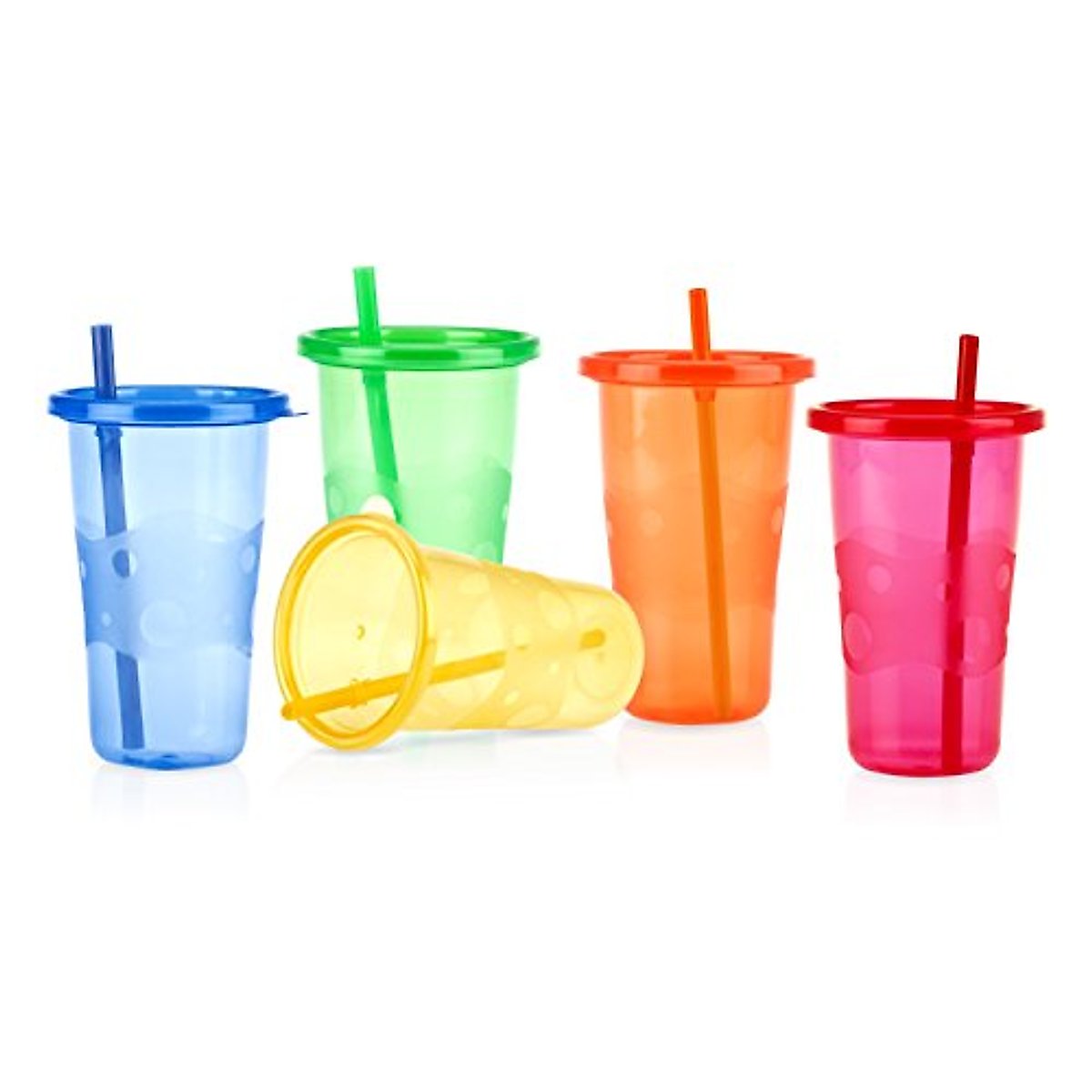Nuby 4-Pack Stackable Wash or Toss Straw Cups, Multi, One Size