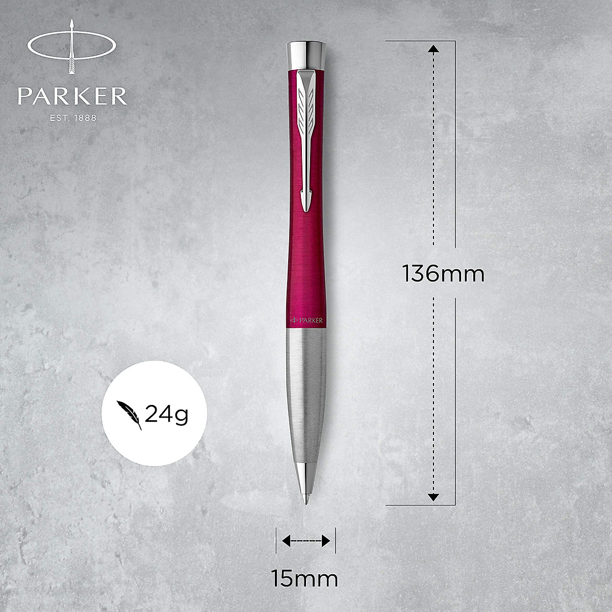 PARKER Urban Twist Ballpoint Pen | Vibrant Magenta with Chrome Trim | Medium Point Blue Ink Refill | Gift Box