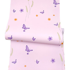 Yifely Purple Butterfly Peel & Stick Shelf Drawer Liner PVC Nightstands Study Desk Tabletop Protective Paper 17.8 Inch by 9.8 Feet
