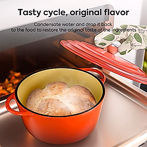 HUABANG Enameled Cast Iron Dutch Oven with Lid,Cast Iron Pot, Diameter Suitable For All Kinds of Cookware and Induction Cooker,Dishwasher,Suitable for Making Food (4.3 Quart, Cerise Round)