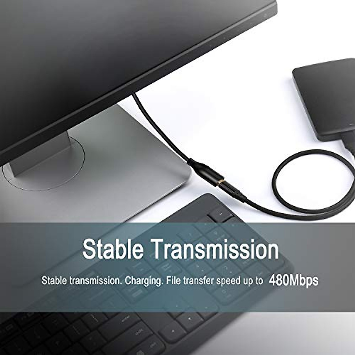 Fesgear USB 2.0 Extension Cable: 2 Pack 6ft USB 2.0 Type A Male to Female Extension Cord Data Transfer Extender with Gold-Plated Connector for USB Flash Drive/Hard Drive/Mouse/Printer (Black)