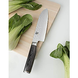 Shun Cutlery Premier Grey Santoku Knife 7", Asian-Inspired Knife for All-Purpose Food Prep, Chef Knife Alternative, Handcrafted Japanese Knife
