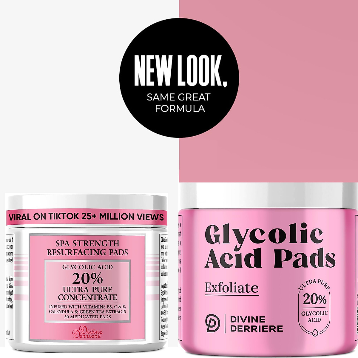 Glycolic Acid Pads with Vitamin C - Toner Pads for Face Cleansing With Tea Tree Oil - Exfoliating Pads with 20% AHA & Vitamins E, B3, B5 - Facial Peel Resurfacing Pads, Glycolic Acid Peel (50)