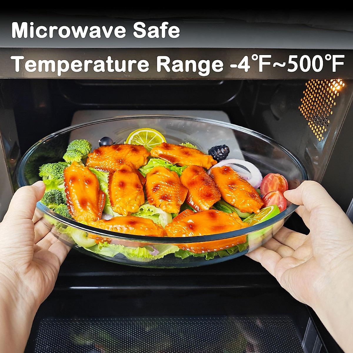 2.4L Glass Baking Dish for Oven, Borosilicate Glass Casserole Dish, Oval Oven Safe Glass Baking Pan