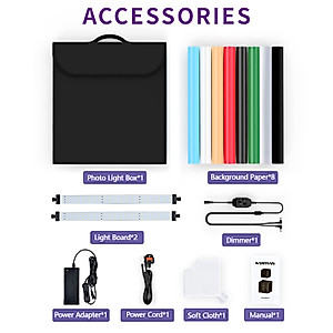 Photo Light Box 8 PCS Backdrops, SAMTIAN 24"/60cm Professional Studio Box Folded Shooting Tent 126 LED Lights with Continuous Lighting Portable Booth Table Top Photography Lighting Kit