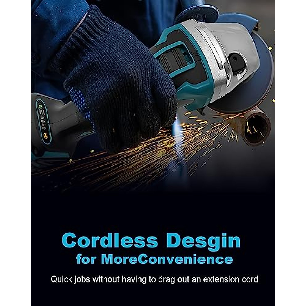 4 1/2 Cordless Angle Grinder, [2-Pack 18V 5.5 Ah Battery Included] Mini Powered Angle Grinder, Tool Kit with Handle, Grinding Wheel, Cutting Wheel, Flap Disc and Carving Disc