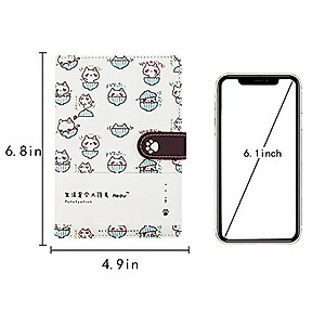 Cute Cat Notebook Japanese Sketchbook PU Leather Cover Diary Travel Notebook(04714white)