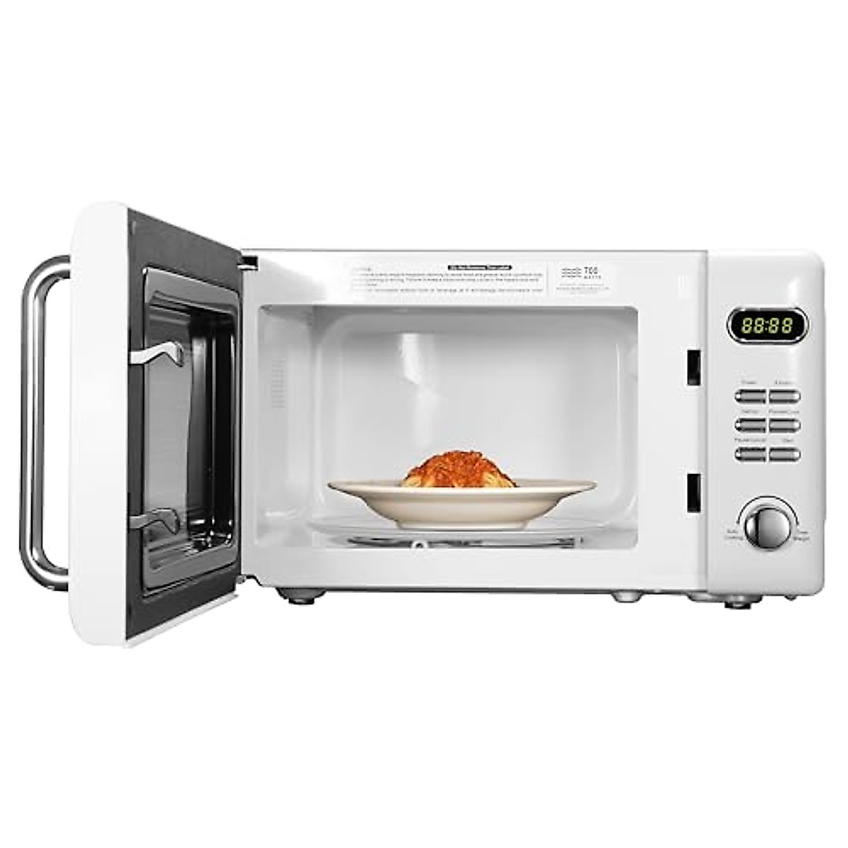 Emerson MWR7020W-N Retro Digital Microwave Oven with Timer & LED Display 700W with 5 Micro Power Levels, 8 Pre-Programmed Settings, Express & Defrost, with Child Safe Lock, 0.7 Cu. Ft, White