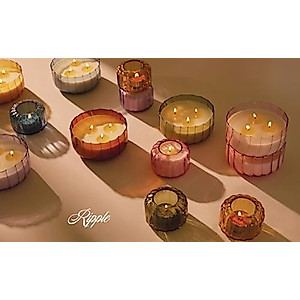 Paddywax Scented Candles Vintage Style Ripple Hand Blown Glass Collection Luxury Artisan Candle, 12-Ounce, Amber - Tobacco Patchouli