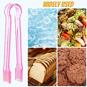 10 Pcs Plastic Buffet Serving Tongs, Clear Pink Kitchen Tongs Mini Serving Utensil Tongs for Food Ice Salad Buffet Barbecue Cookies, 6.3 Inches