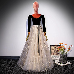 JELIMATE Female Mannequin Torso with Stand Velvet Fabric Display Retail Mannequins Dress Form Model for Boutique Display Manikin with Golden Arms
