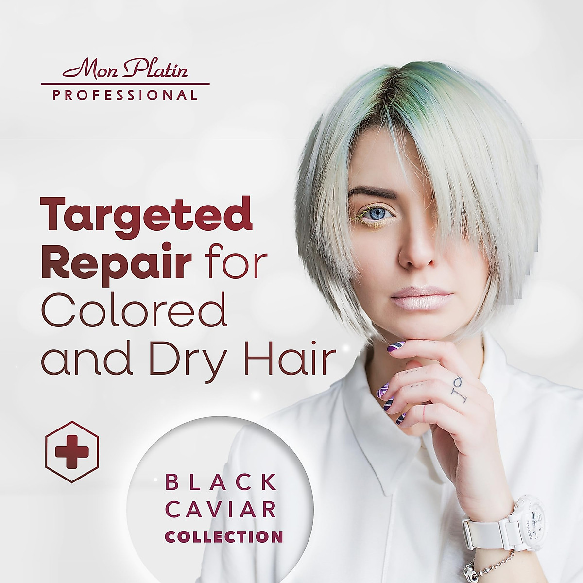 Mon Platin Professional Hair Mask, 500ML - Deep Conditioning for Dry, Colored, Damaged Hair with Black Caviar & Natural Silk Protein, SLS/Salt Free