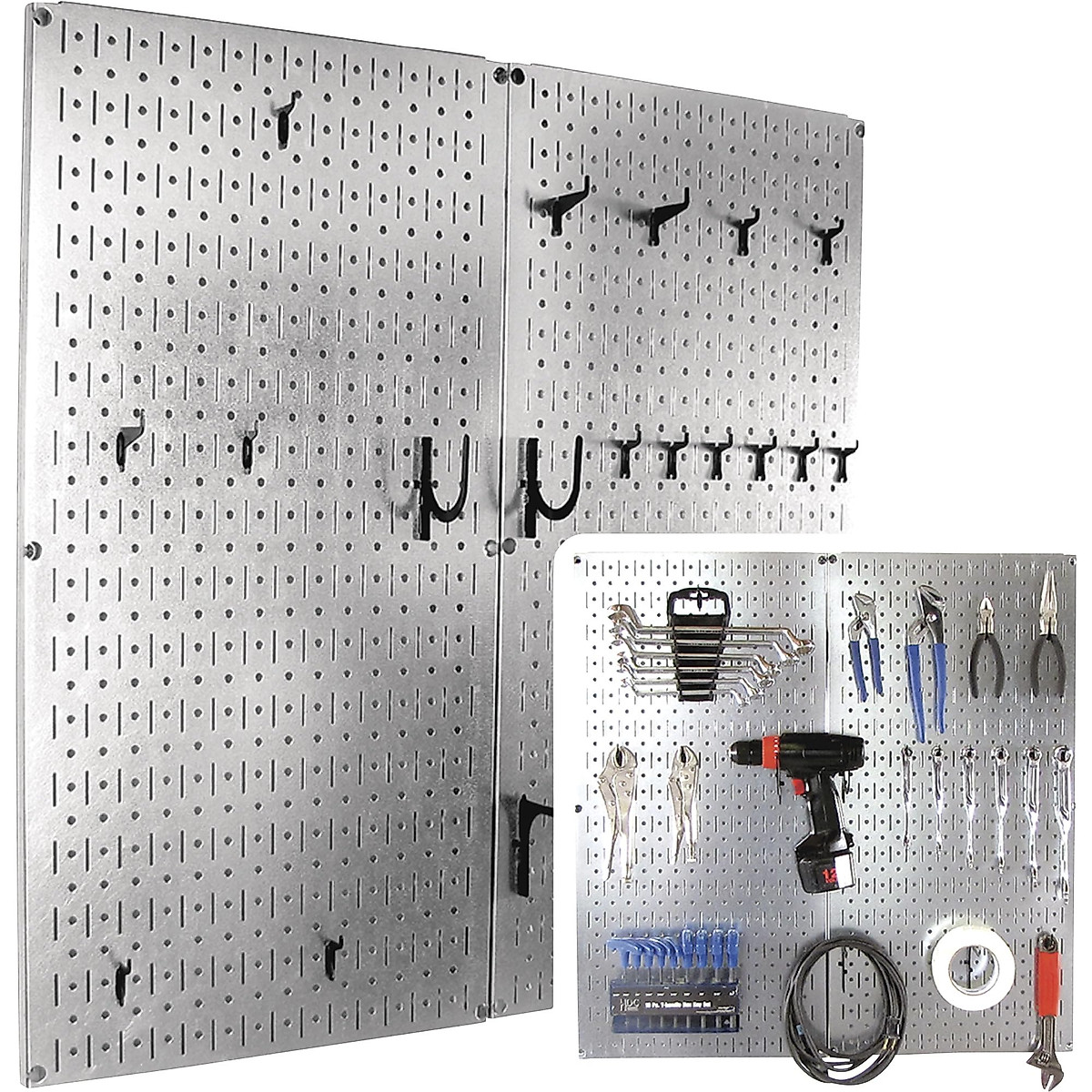 Wall Control Industrial Metal Pegboard - Galvanized Metal, Three 16in. x 32in. Panels, Model Number 35-P-3248GV