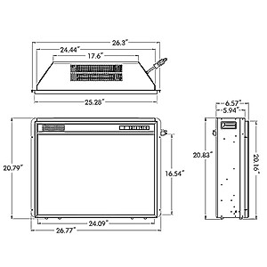Tangkula 26 Inches Electric Fireplace Inserts with Remote Control, Recessed Fireplace with 3 Flame Effects, 6 Brightness, Thermostat, 6H Timer, 750W/1500W