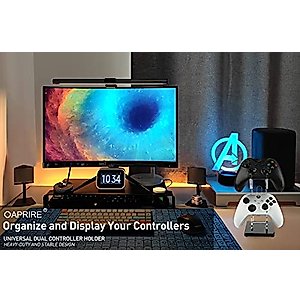OAPRIRE Universal Dual Controller Holder for PS4 PS5 Xbox ONE Switch, Controller Stand Gaming Accessories, Build Your Game Fortresses (Crystal Black)