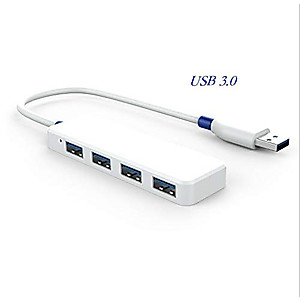 Lysee Plug & Connectors - High Speed 1 to 4 Multi Ports USB Hub PNP Thin USB HUB Connector - (Color: White(USB3.0))