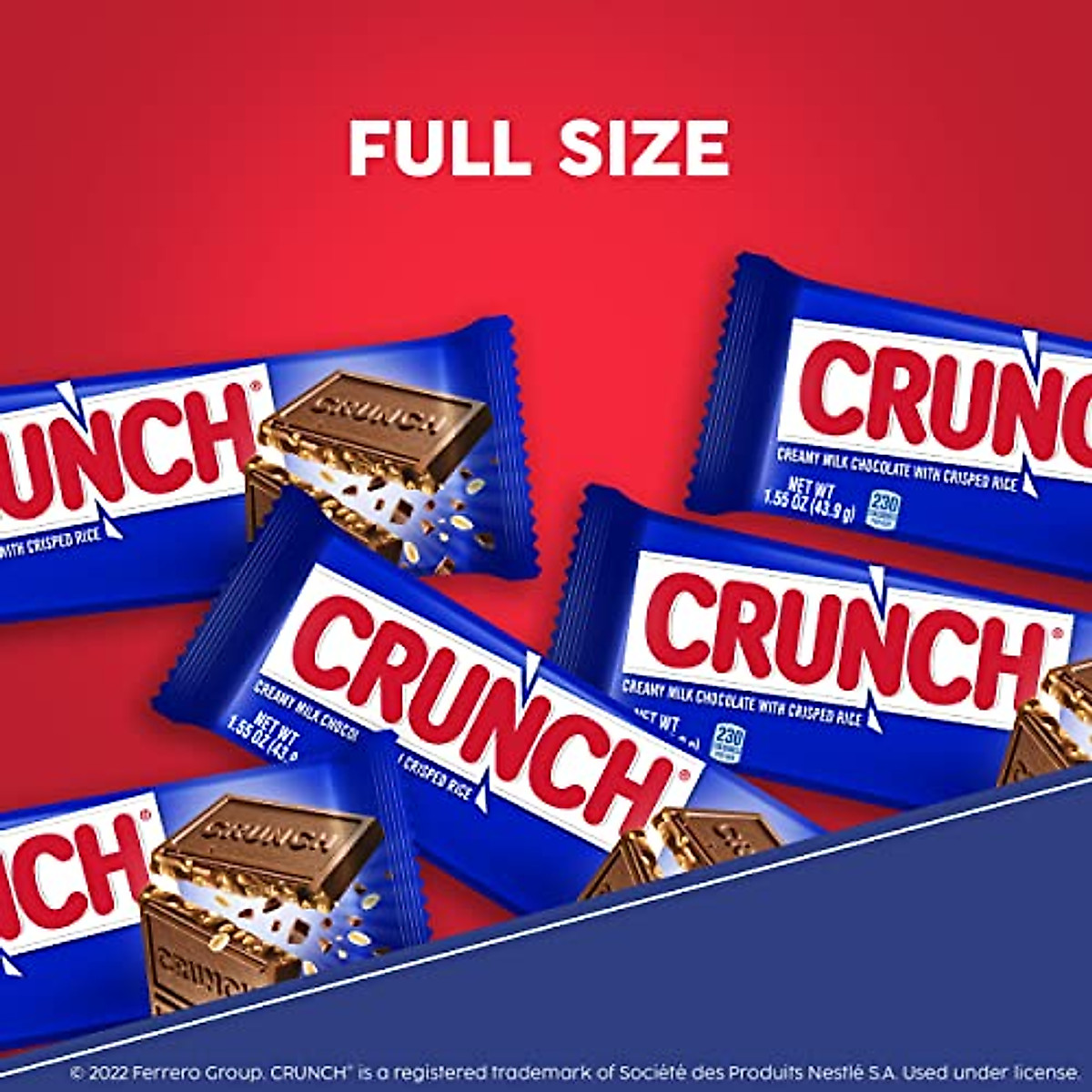 CRUNCH Milk Chocolate and Crisped Rice, Full Size Individually Wrapped Candy Bars, Easter Basket Stuffers, 1.55 oz each