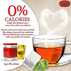 Number-One Brand Original Thai Tea Mix Red Label, 4g x 50 Tea Bags