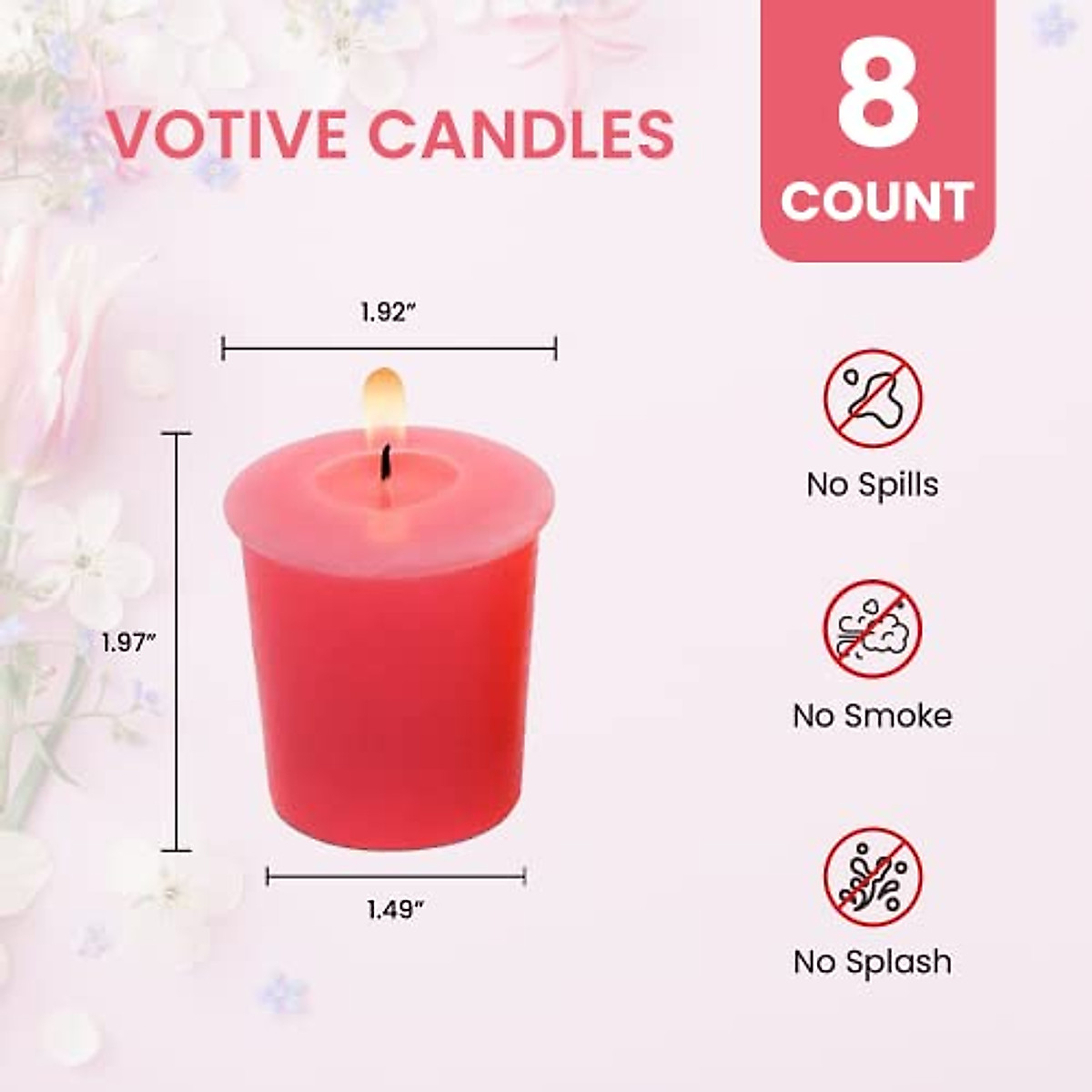 Exquizite Scented Votive Candles Gift Set - 8 pcs - Highly Scented Long Lasting Candles with 15 Hour Burn time - Lavender, Sweet Pea, Coconut Pineapple Cream and Pumpkin Spice, 2 Votives per Fragrance