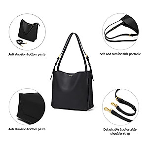 Cnoles Women Shoulder Bag Genuine Leather Tote Hobo Satchel Crossbody Bags Purse And Handbags for Women Black