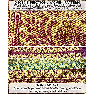 MayNest Bohemian Tribal Throws Blankets Reversible Colorful Red Blue Boho Hippie Chenille Jacquard Fabric Throw Covers Large Couch Furniture Sofa Chair Loveseat Recliner Oversized (Red, S:75x60)