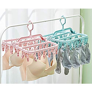 Wuyue Hua Swivel Hook 32 Pegs Drying Rack Clothes Hanger Multifunctional Folding Plastic Clothes Hanger for Underwear Socks Gloves