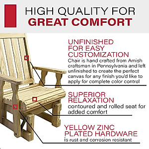 Amish Casual Heavy Duty 600 Lb Mission High Back Treated Glider Chair (Unfinished)