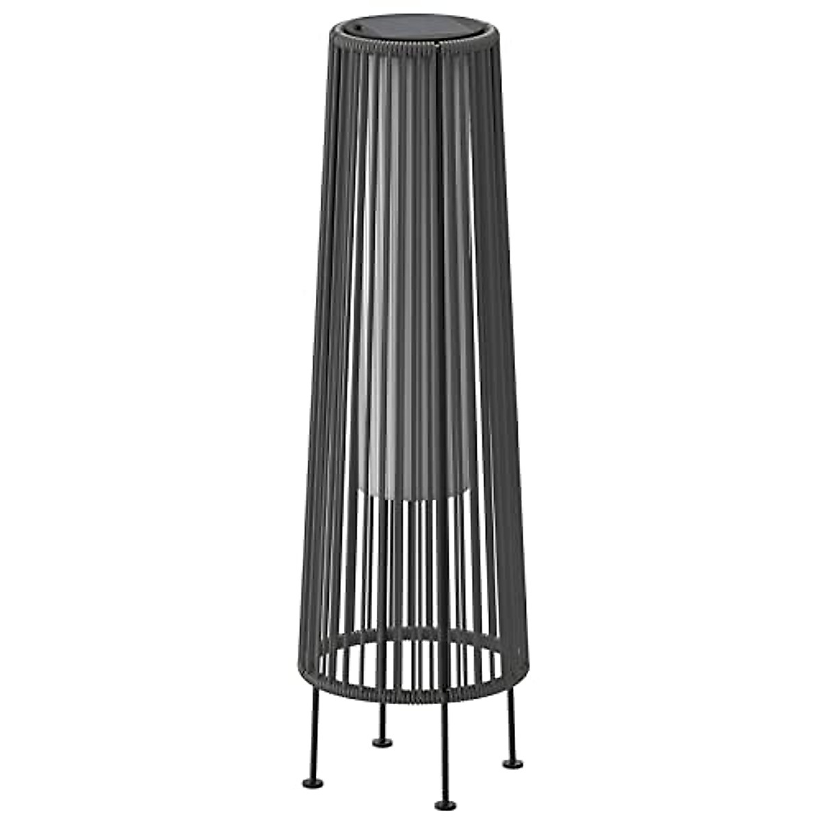 Grand patio Outdoor Solar Floor Lamp Resin Wicker Solar Light Outdoor Waterproof for Yard, Garden, Pathway, Deck, Gordes 2 Pack, Grey