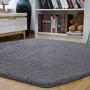 junovo Ultra Soft Rug for Nursery Children Room Baby Room Home Decor Dormitory Hexagon Carpet for Playhouse Princess Tent Kids Play Castle, Diameter 4.6 ft, Grey