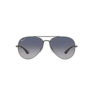 Ray-Ban RB3675 Aviator Sunglasses, Gunmetal/Blue Gradient Blue Polarized, 58 mm