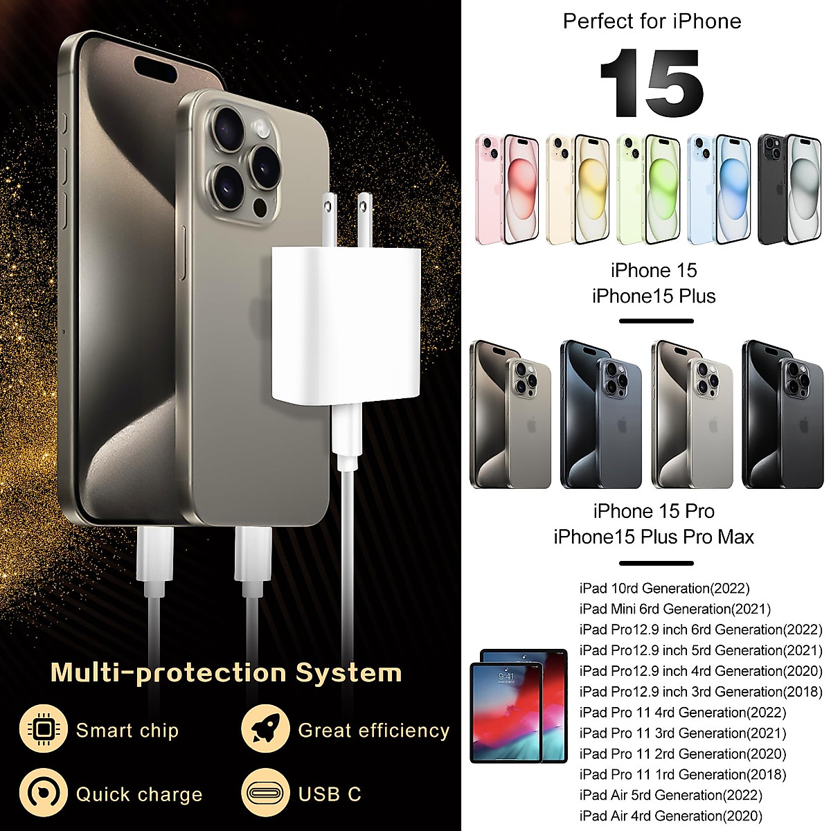 ULTRAPROLINK 3Pack 10FT iPhone Charger, Fast Charging USB C to Lightning Cable, Compatible with iPhone 14/13/12/11/XS/XR/iPad Pro/Air and More