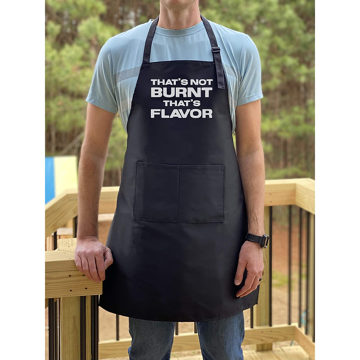 UP THE MOMENT That's Not Burnt That's Flavor Apron, Funny Apron for Men, BBQ Grill Apron, Chef Apron, Funny Apron for Dad, Mens Funny Apron, Funny Chef Apron for Men