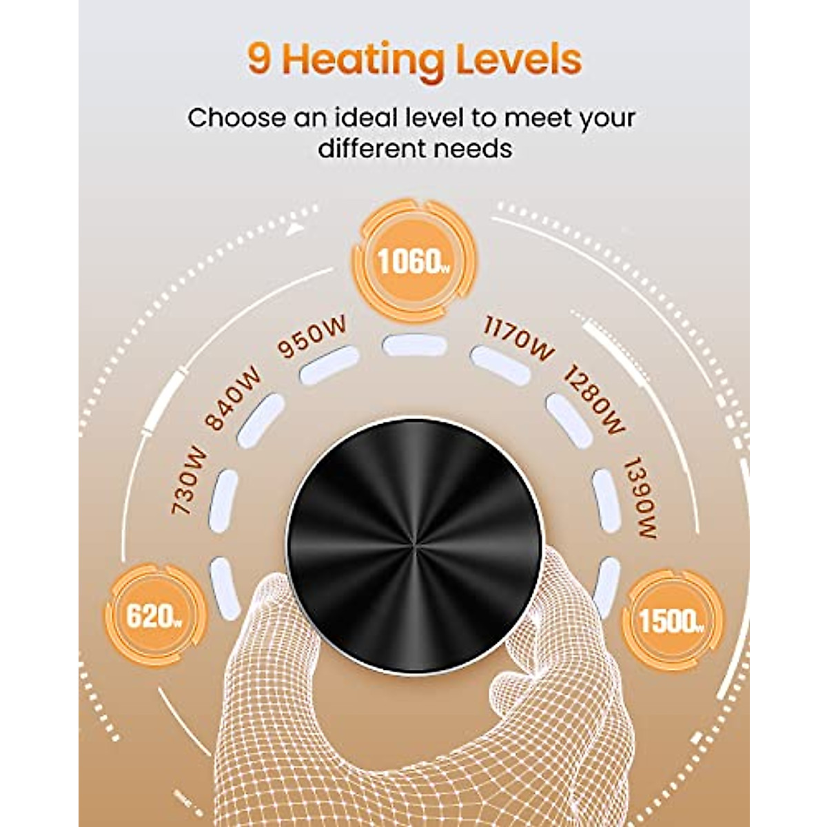 Outdoor Electric Patio Heater, Haimmy 42in Infrared Heater with Remote, 9 Heat Levels, 9H Timers, 1500W Instant Heating, Safety Lock, Tip-Over & Overheat Protection, IPX5 Waterproof Tower Space Heater
