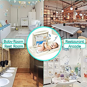 Wall Mount Baby Changing Station in Commercial Bath, Wall Mounted Diaper Changing Table with Seat Belt, Foldable Baby Changing Diaper Station,Diaper Changing Wall for Household and Commercial Bath