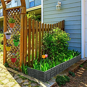 ELLASSAY Kaerott 6 Pack Garden Edging Set Plastic Fence Plant Border Imitation Stone Brick for DIY Decorative Patios Lawn Paths Landscape Walkways Flower Beds Border 10.2*9 inch Gray