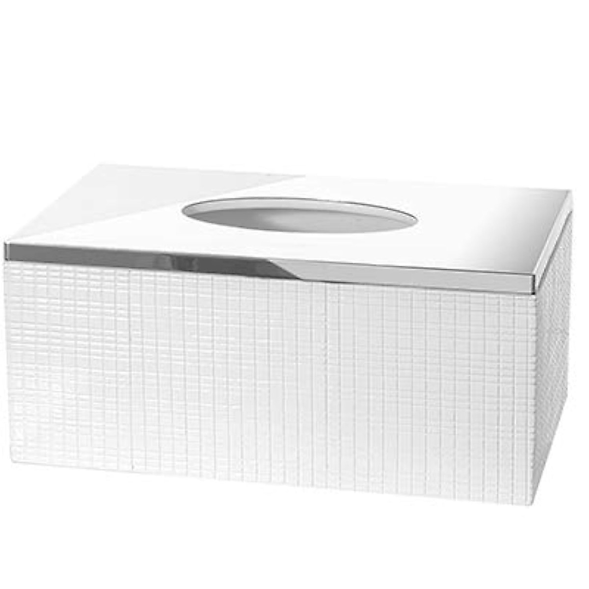 Creative Scents Estella Rectangle Tissue Box Cover - White Tissue Box Holder Rectangular - Decorative Tissue Holder for Bathroom - Elegant White Bathroom Accessories Decor