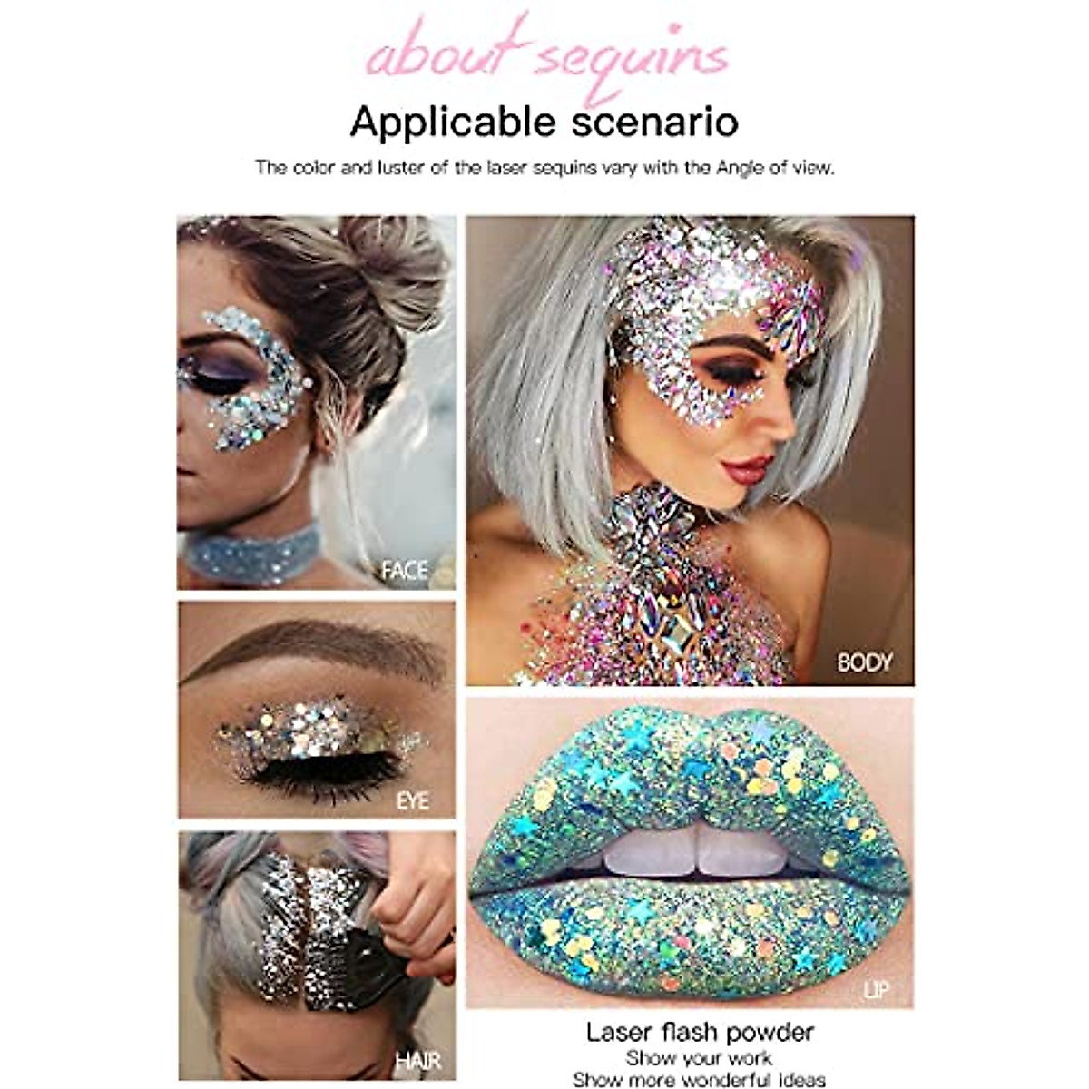 GL-Turelifes 30ml Sequins Chunky Glitter Liquid Eyeshadow Glitter Body Gel Festival Glitter Cosmetic Face Hair Nails Makeup Long Lasting Sparkling Easy to Apply, Easy to Remove (#05 Peacock Blue)