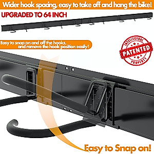 TORACK Bike Storage Rack, 6 Bike Racks & 5 Hooks for Garage, Wall Mount Vertical Bicycles Hanger for Home Space Saving, up to 600lbs, 64-inch