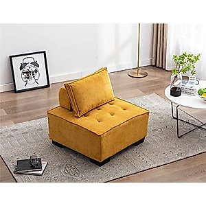 JURMALYN Square Modular Sectional Sofa Couch, Free Combination Sectional Sofa Modern Floor Single Chair with Two Removable Back Cushions Foor Tofu Sofa Small Single Couch for Bedroom and Corner Yellow