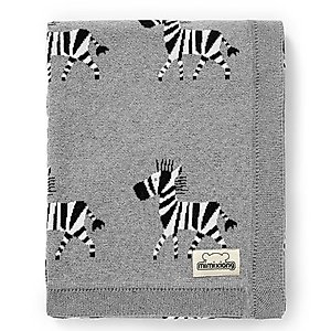 mimixiong 100% Pure Cotton Baby Blankets Soft Nursery Swaddling Blanket for Newborn Baby with Cute Zebra Grey Size 30 x 40 inches