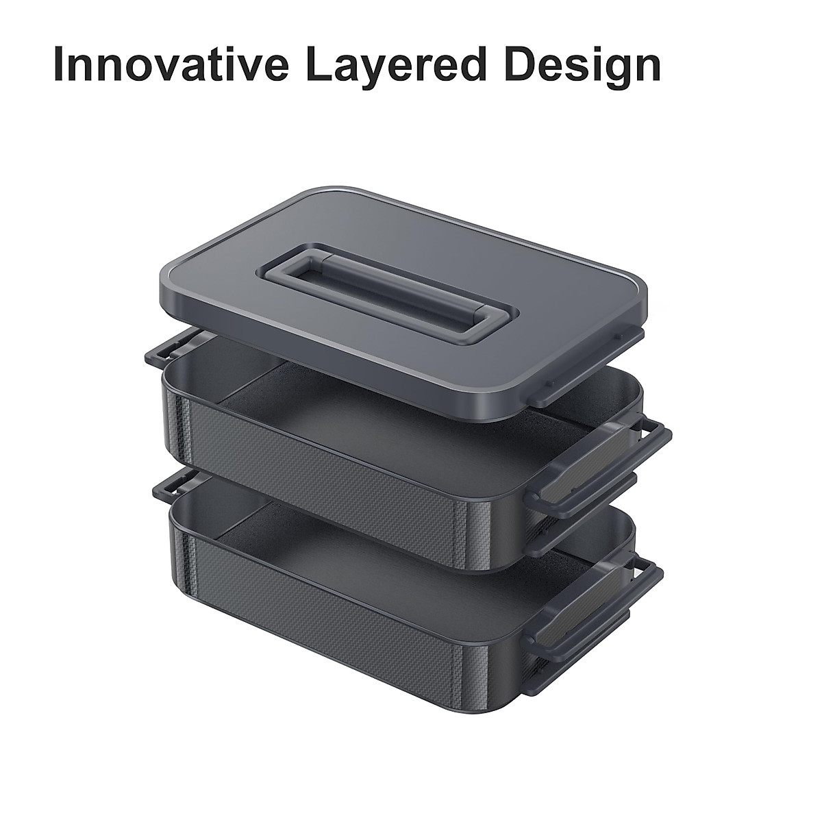 Brehvoe 2 Layer Storage Box With Lid, Opaque Storage Organizer with Handle Portable Tool Box with Latch Stackable for Tool/Art & Crafts Case/Gadgets Supplies, Durable ABS